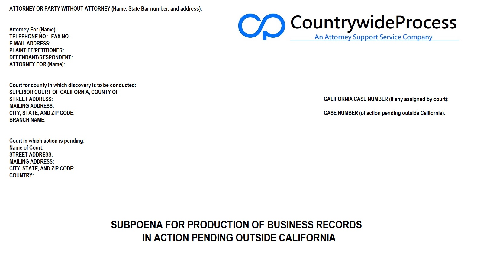 How to serve my State Subpoena in California - Countrywide Process